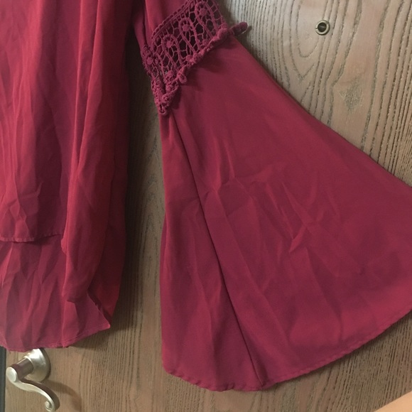 Rue21 | Tops | Wine Colored Blouse With Bell Sleeves | Poshmark